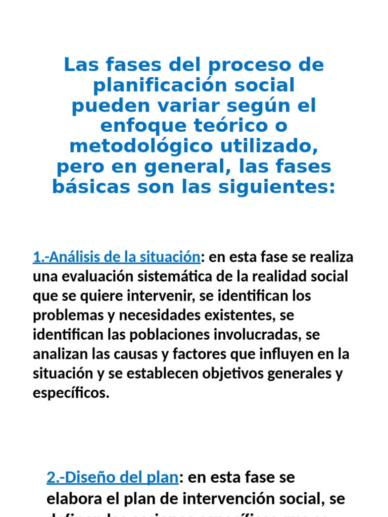 Fases Del Proceso de Planificacion Social | PDF | Planificación ...