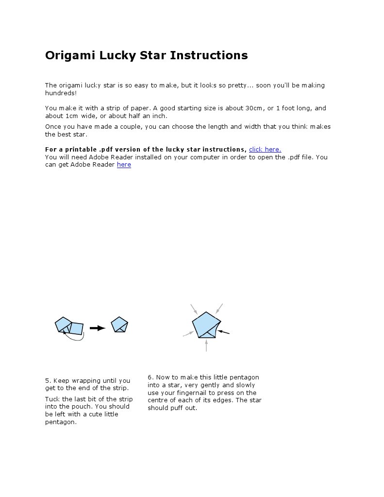 For A Printable .PDF Version of The Lucky Star Instructions | PDF ...