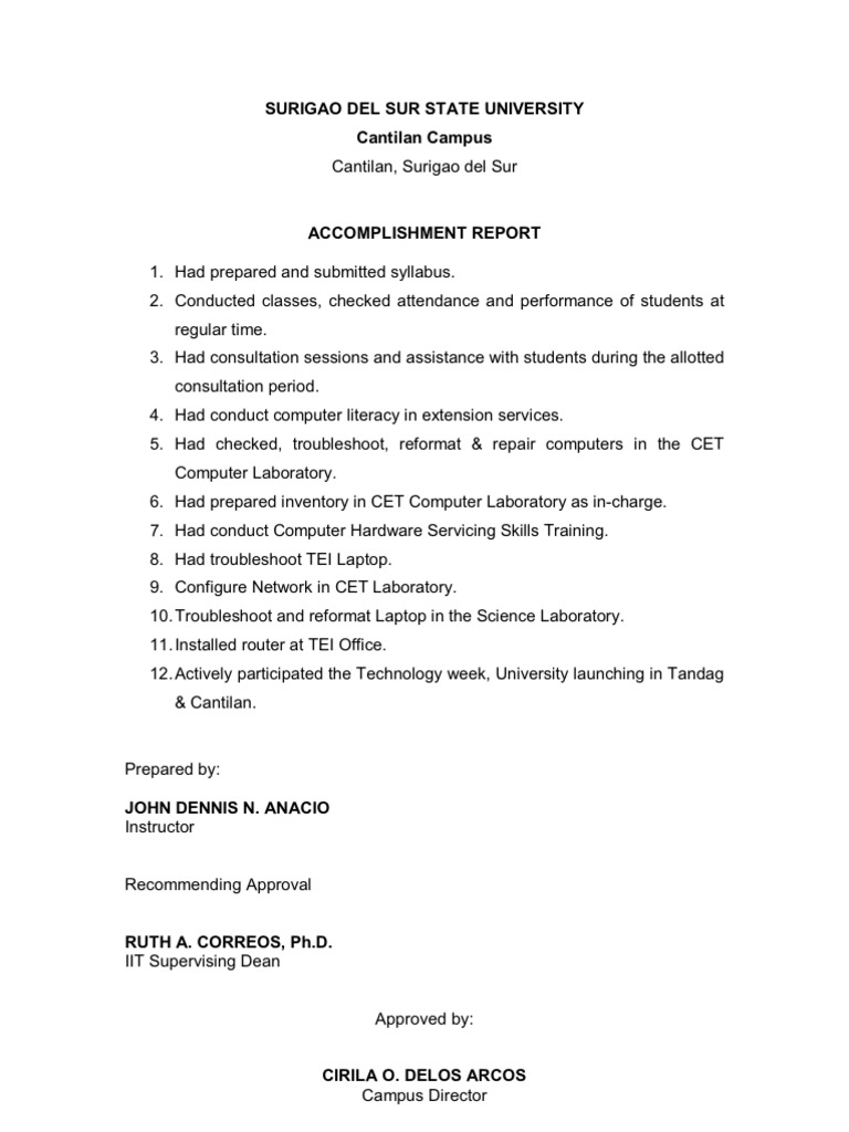 Accomplishment Report | PDF