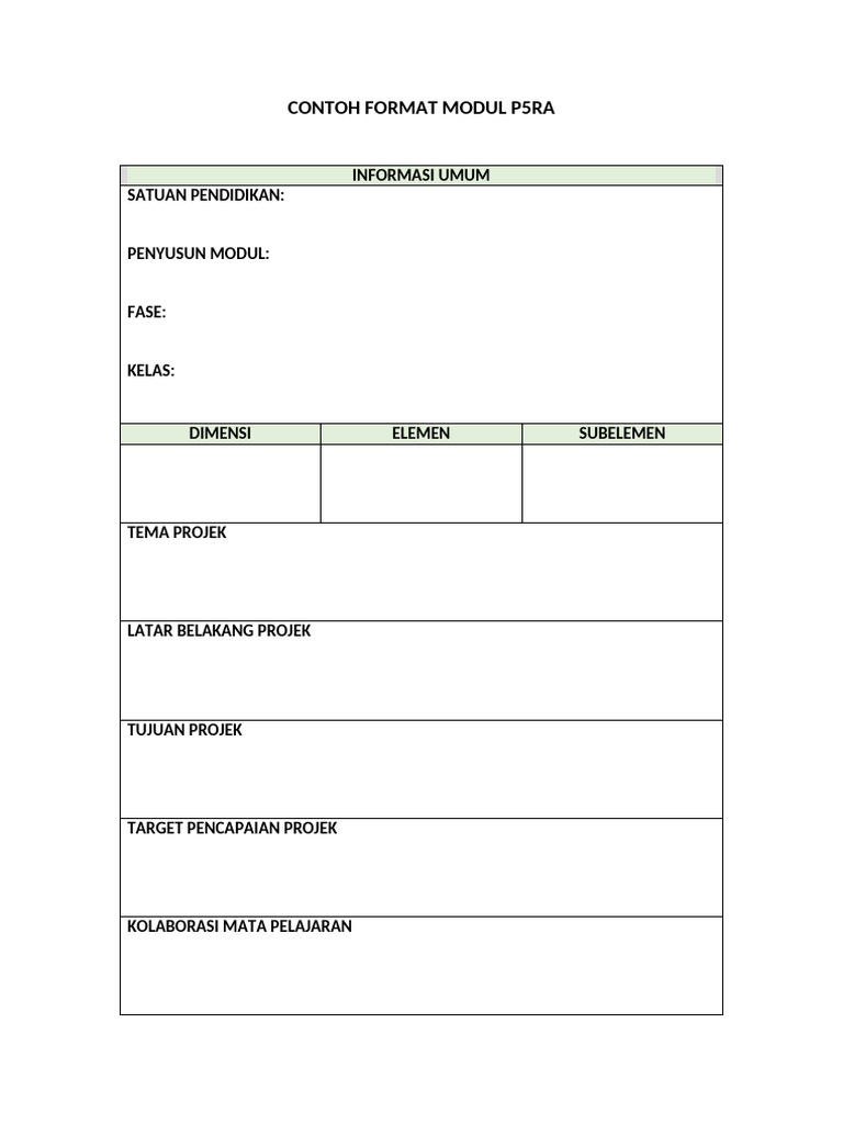 Contoh Format Modul P5RA | PDF | Karier & Perkembangan