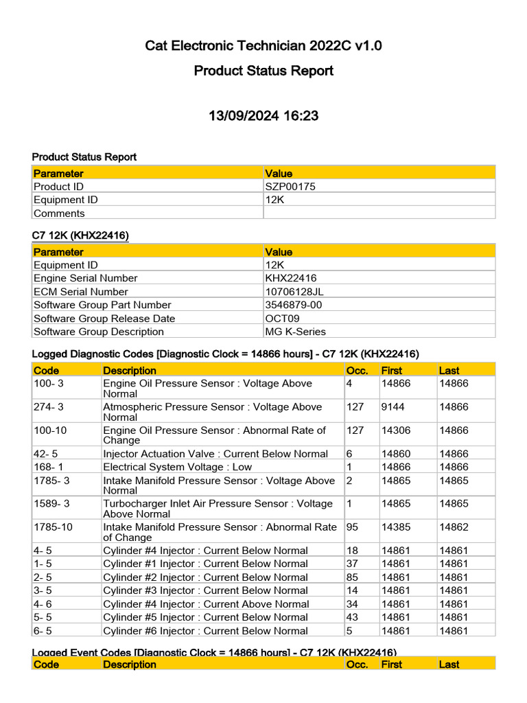 SZP00175 PSRPT 2024-09-13 16.23.44 | PDF | Fuel Injection | Manufactured Goods