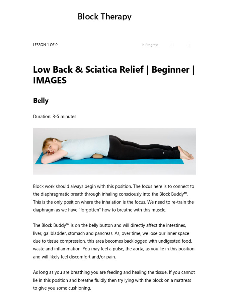 Low Back & Sciatica Relief - Beginner - IMAGES - Block Therapy | PDF ...