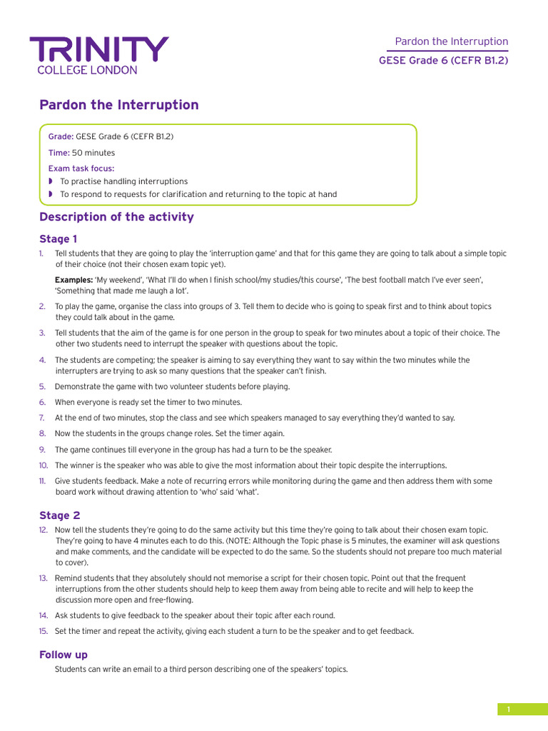 17 GESE G6 Pardon The Interruption | PDF