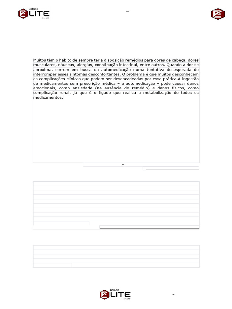 Simulado Carta Aberta Att | PDF | Analgésico | Ansiedade