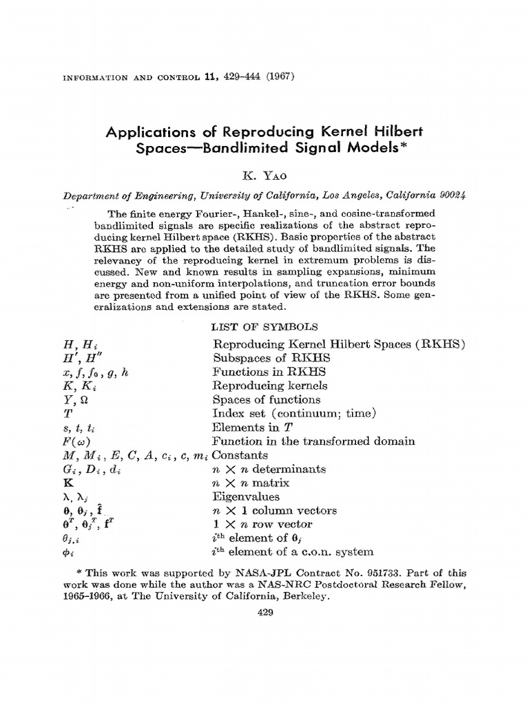 Applications of Reproducing Kernel Hiibert Spaces | PDF | Hilbert Space | Functions And Mappings