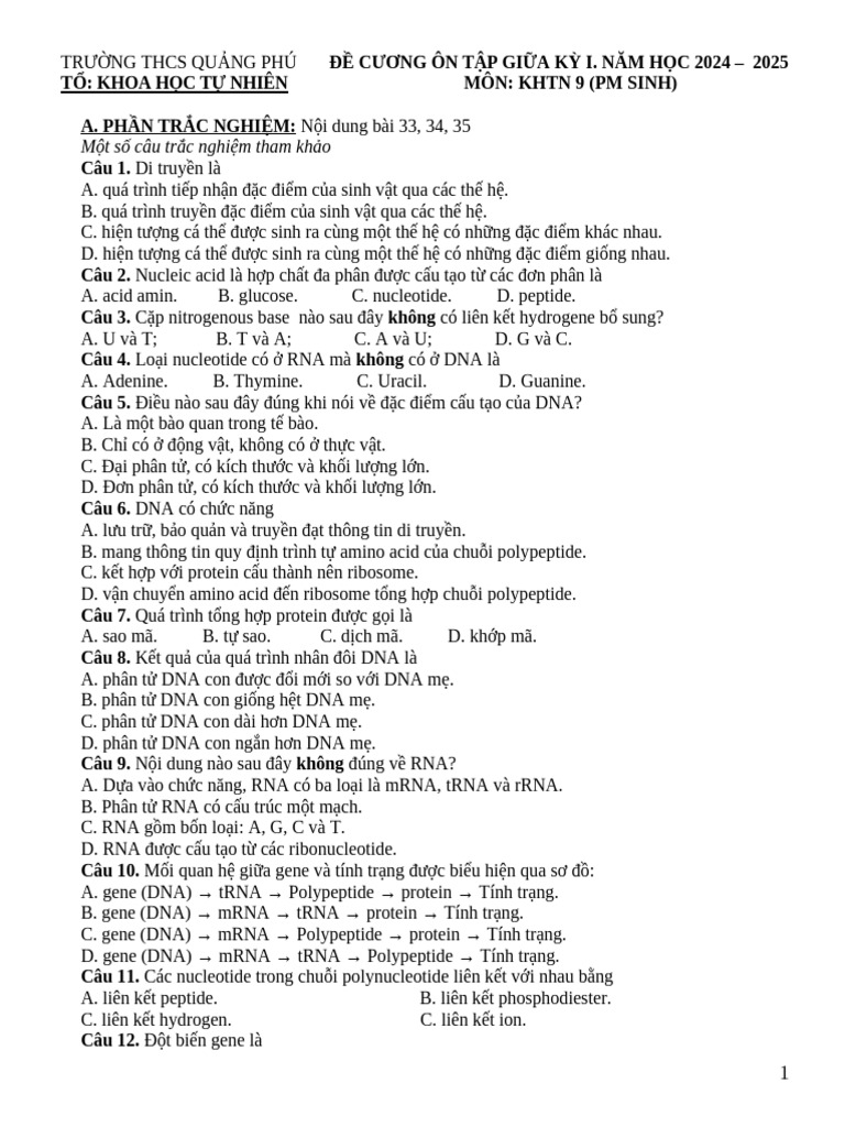 ĐC Gi A Hki PM Sinh9 (24-25) | PDF