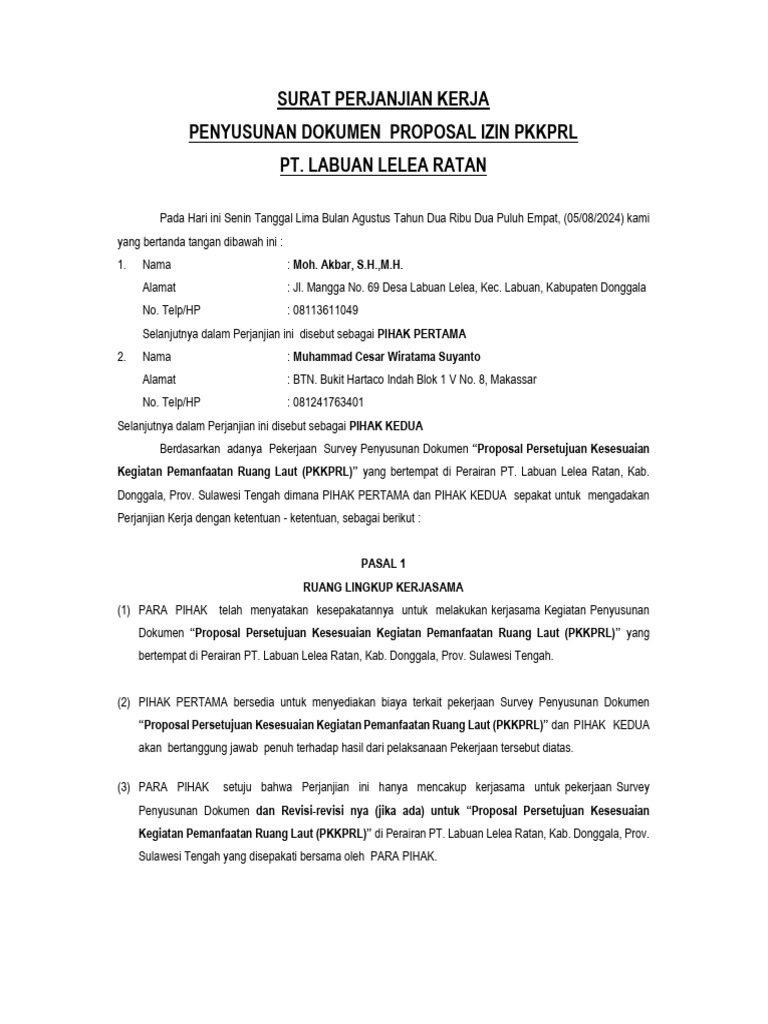 SPK PKKPRL PT Labuan Lelea Ratan Final | PDF | Hukum | Sains & Matematika