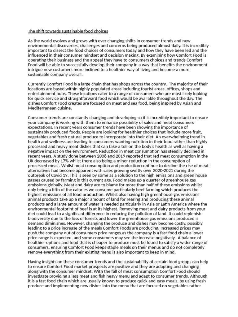 Assessment Brief Case Study 1 CBM FBM 2 | PDF | Sustainability | Meat
