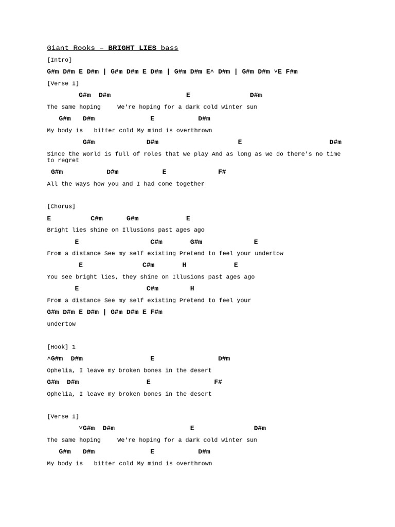 Indie Music Fans: Bright Lies | PDF | Songs