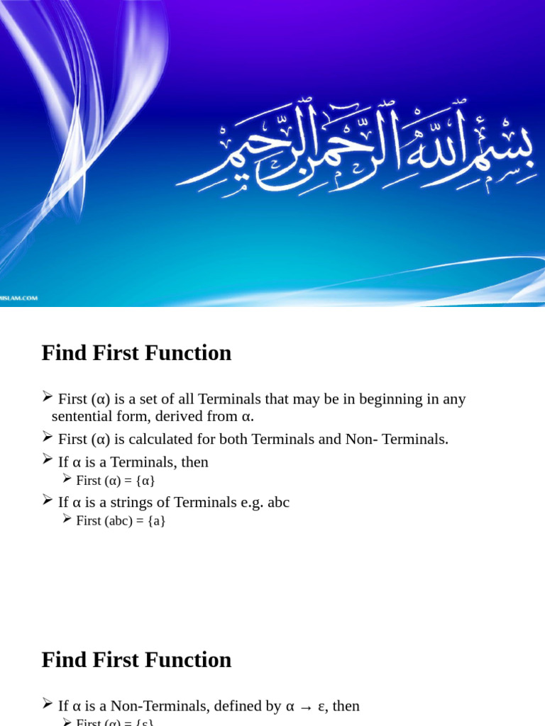 First and Follow Function Guide | PDF | Metalogic | Formalism (Deductive)