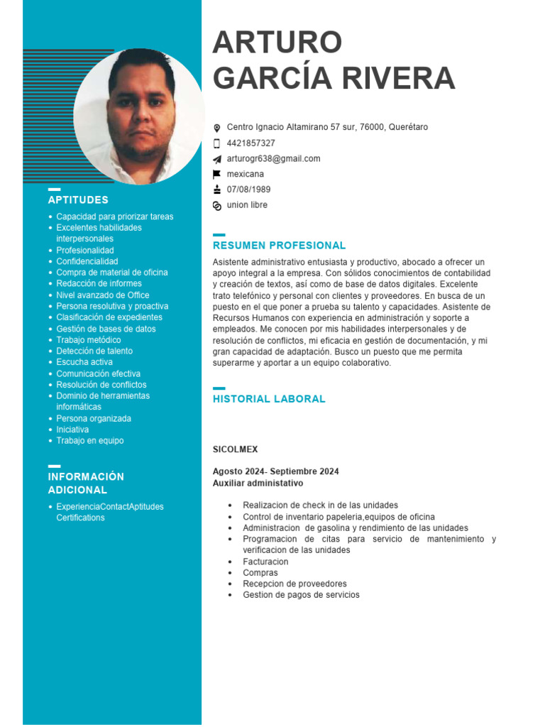 Arturo Garcia Rivera CV2024 | PDF | Gestión de recursos humanos | Logística