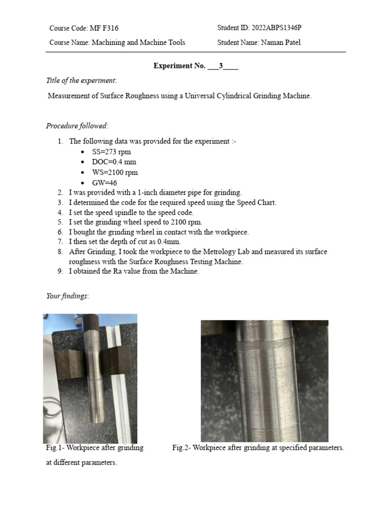 2022ABPS1346P Surface Roughness Grinding | PDF | Computers | Technology & Engineering