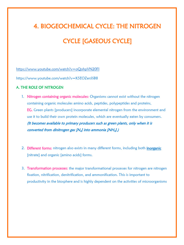 Biogeochemical Cycle-The Nitrogen Cycle | PDF | Nitrogen | Metabolism