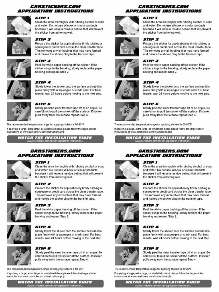 Sticker Application Temperature Guide | PDF