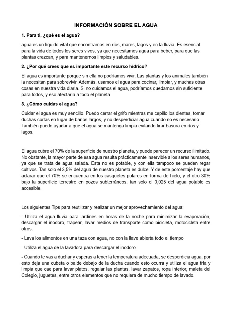 Información Sobre El Agua | PDF