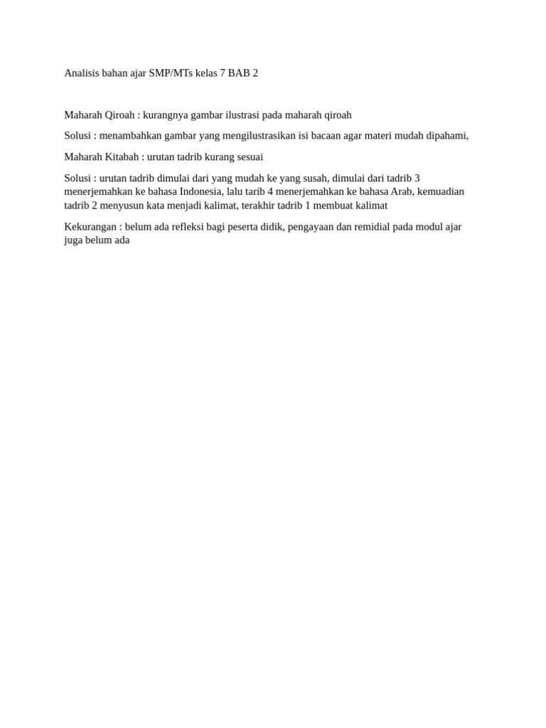 Analisis Bahan Ajar SMP Bab 2 | PDF