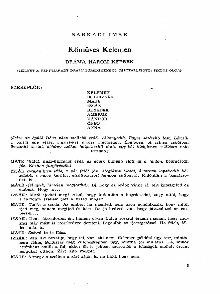SARKADI IMRE: Kőműves Kelemen | PDF