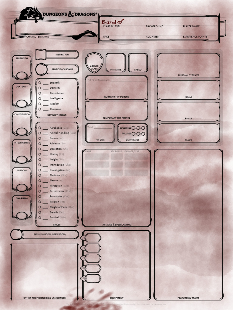DND 5e Character Sheet | PDF | Role Playing | Gaming