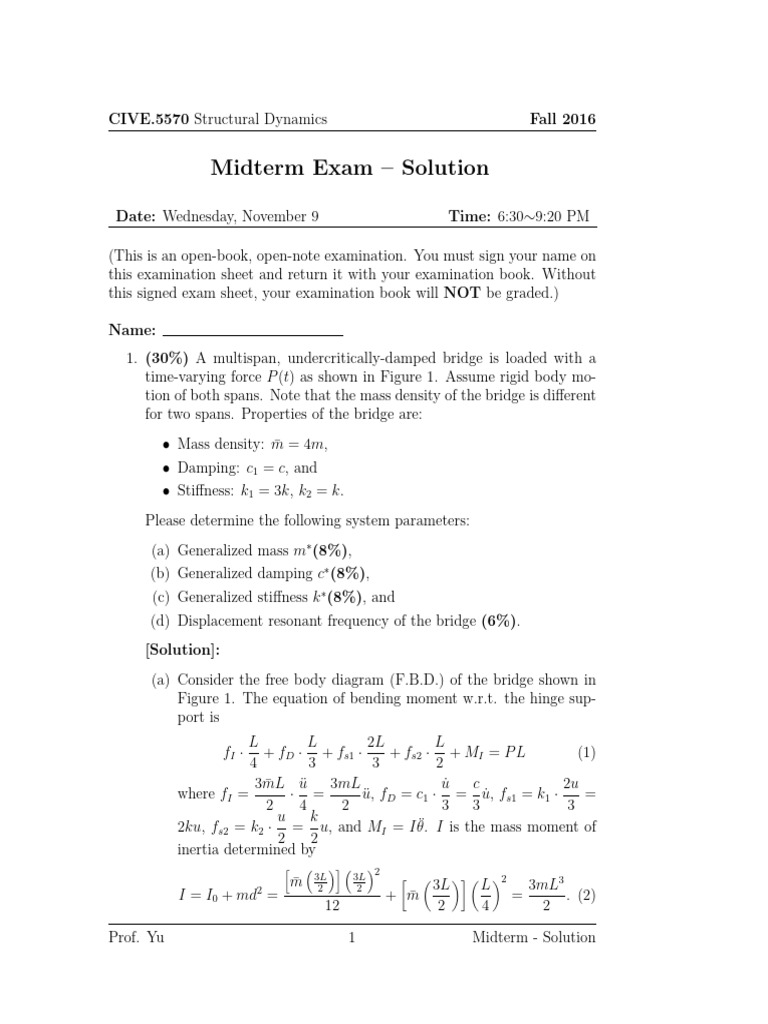 SD Midterm 4 Sol | PDF | Mechanics | Classical Mechanics