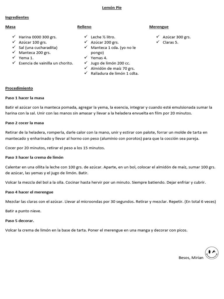 Lemón Pie | PDF | Cocina, comidas y vino