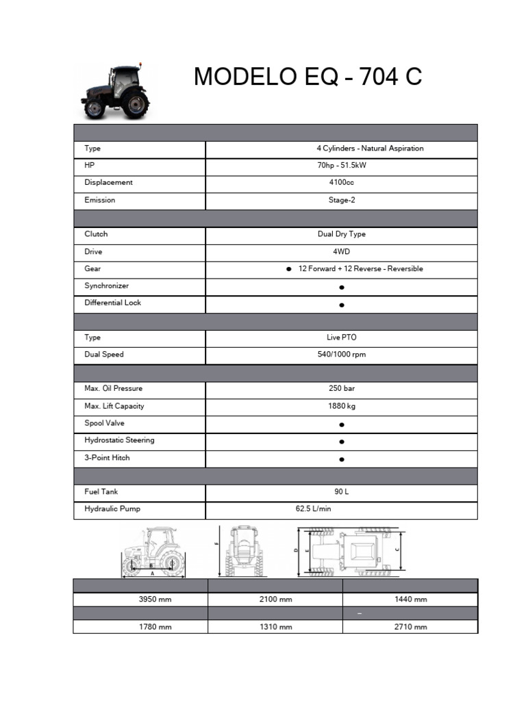 Modelo Eq 704 C Ficha Tecnica | PDF