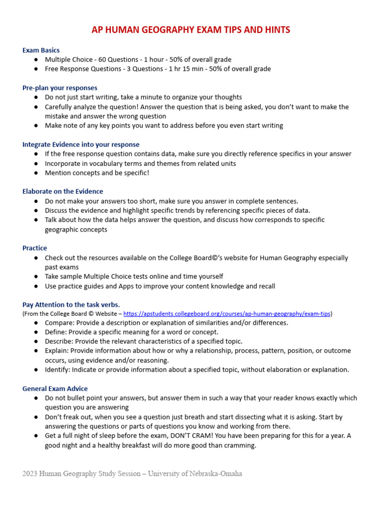 2023 AP EXAM Study Guide | PDF | Agriculture | Human Migration