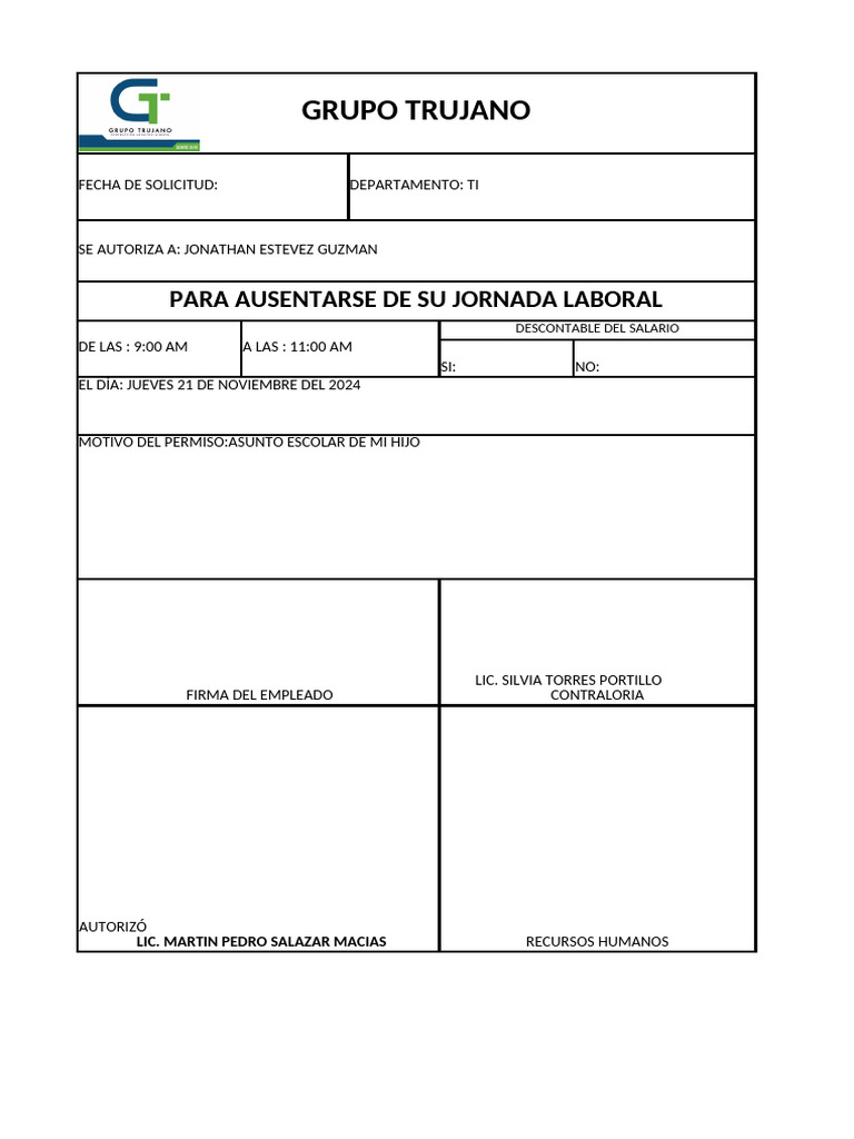 Formato de Ausencia | PDF