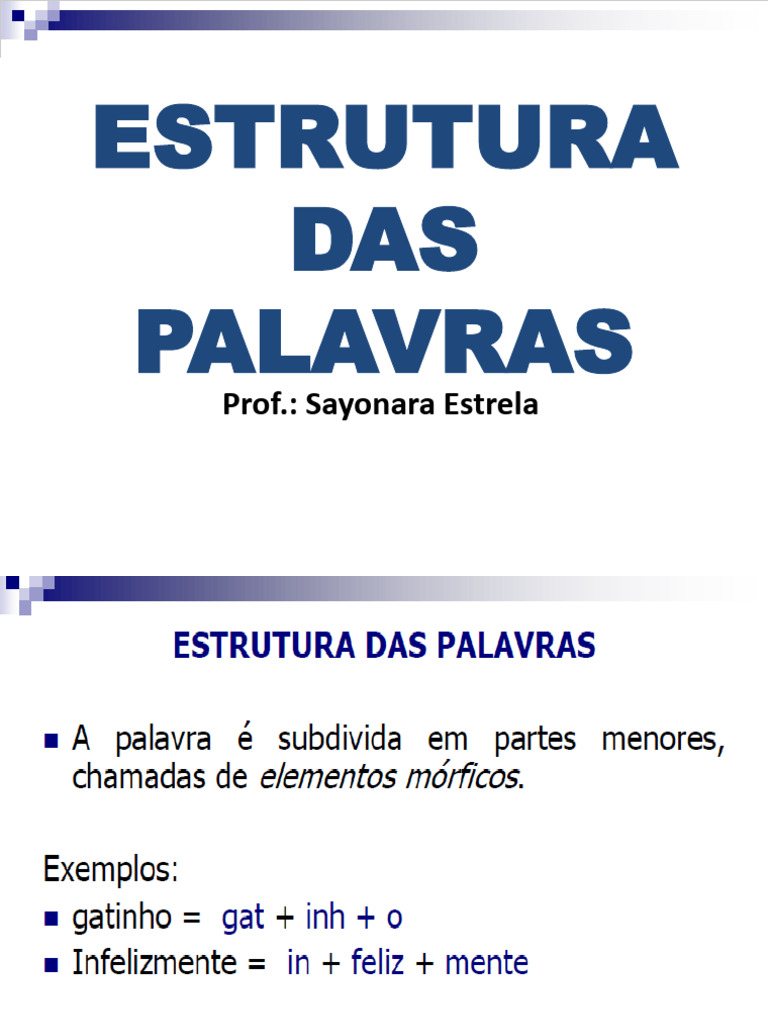 Estrutura Das Palavras - Aula e Exercícios | PDF | Palavra | Vogal