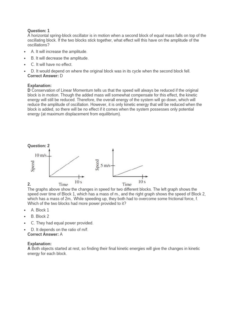 Ap Physics Mupltiple Choice Solutions - 2 | PDF | Rotation Around A Fixed Axis | Force