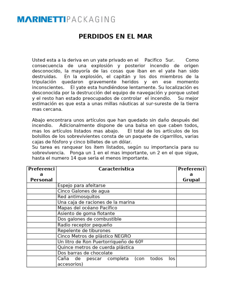 Perdidos en El Mar | PDF