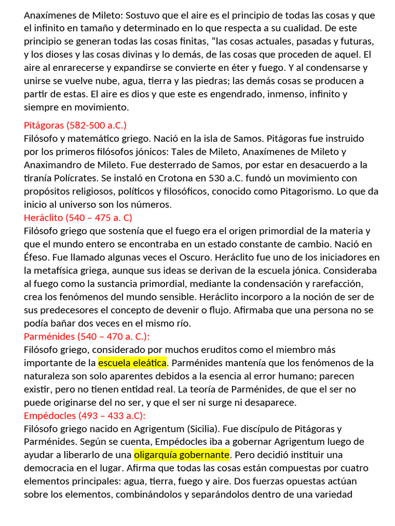 Anaxímenes de Mileto | PDF | Filosofía griega antigua | Metafísica