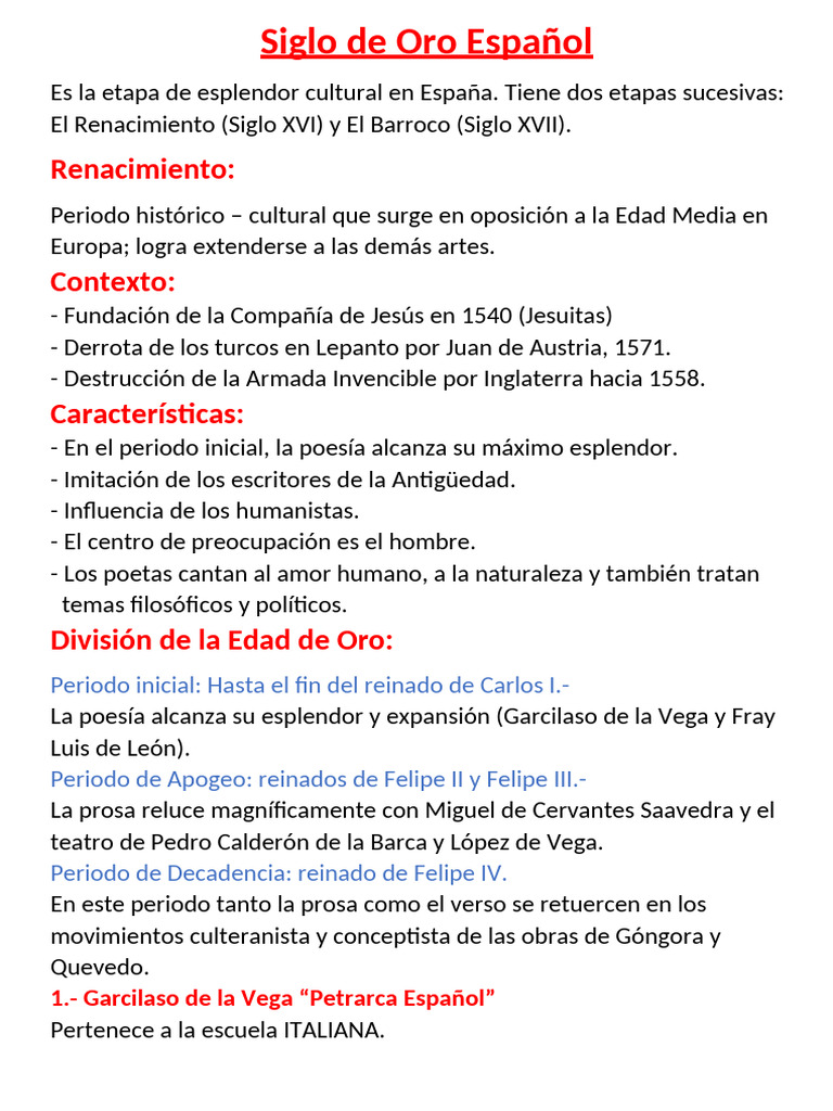 Esplendor del Siglo de Oro Español | PDF | Sonetos