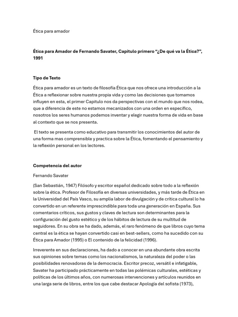 Ética para Amador Borrador | PDF | Moralidad | Dignidad