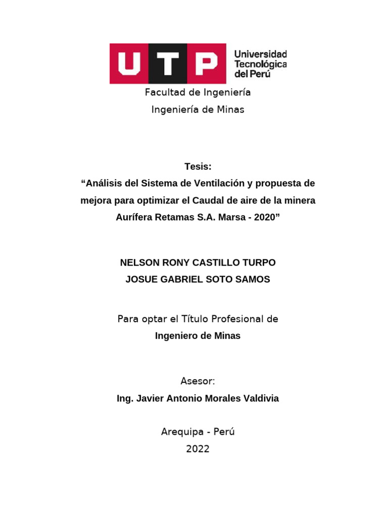 N.castillo J.soto Tesis Titulo Profesional 2022 | PDF | Ventilación ...
