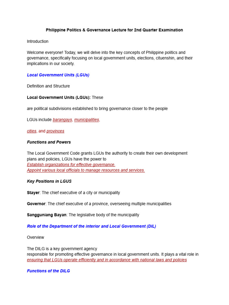 PPG Q2 Exam | PDF | Elections | Citizenship