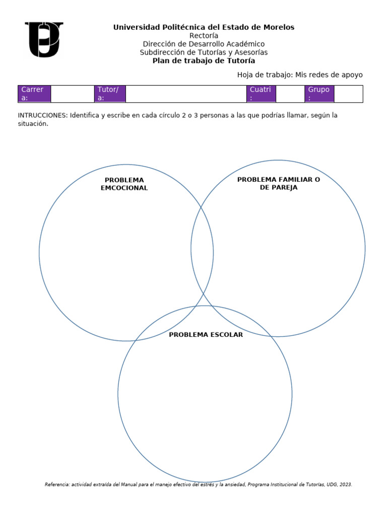 Hoja de Trabajo - Mis Redes de Apoyo | PDF
