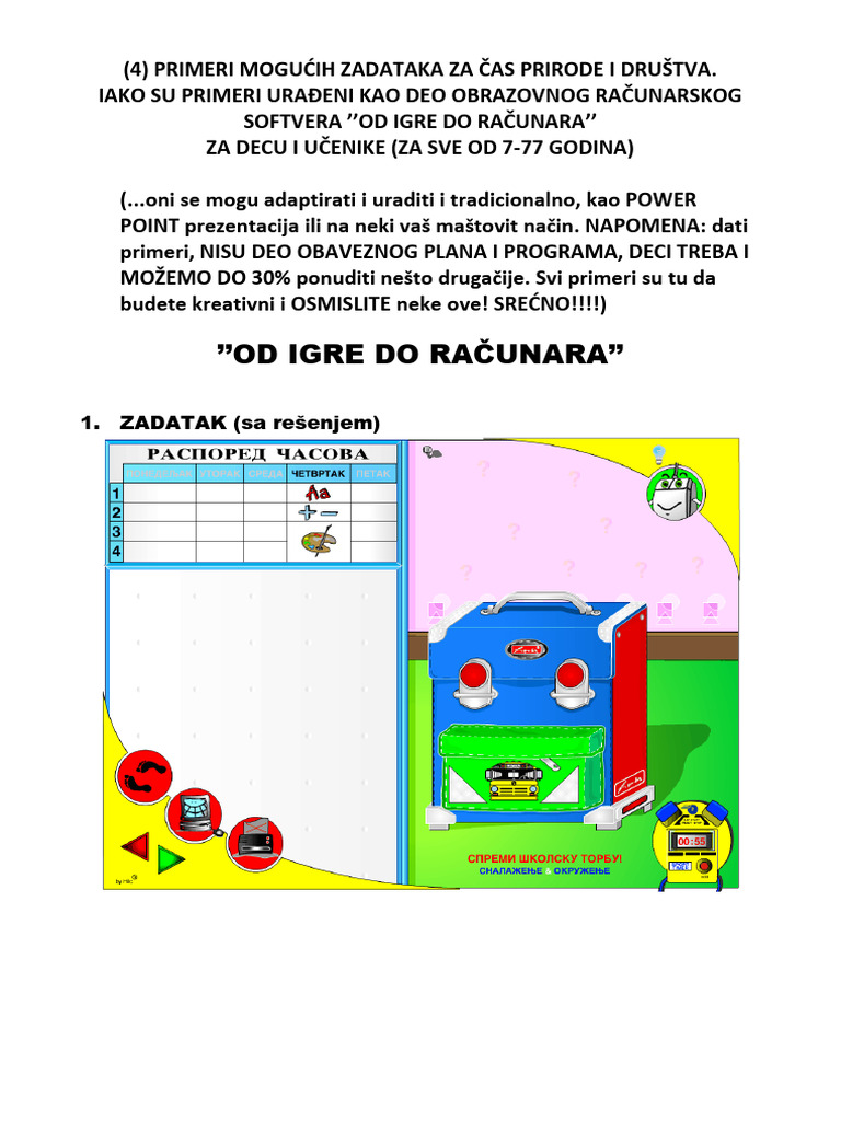 4 Primeri Mogucih Zadataka Za Cas Priro | PDF