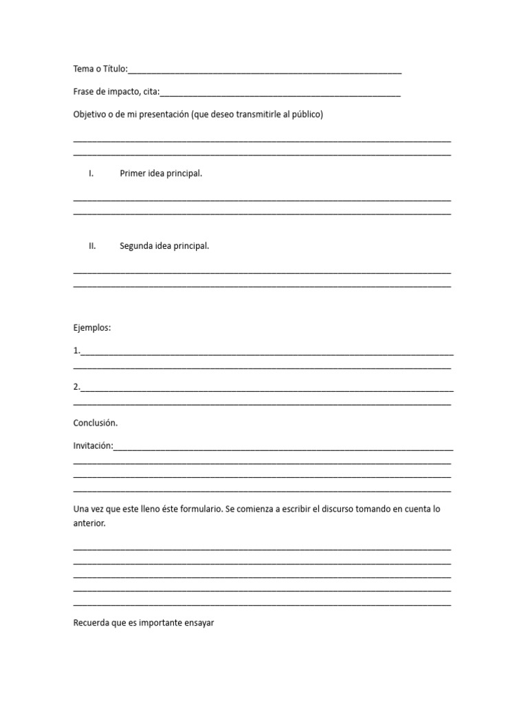 Hoja Guía para Elaborar El Discurso de Oratoria | PDF