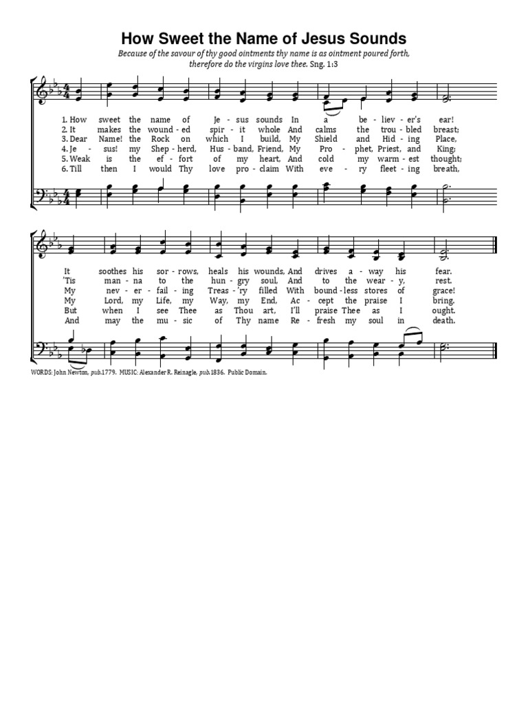 How Sweet the Name of Jesus Sounds | PDF