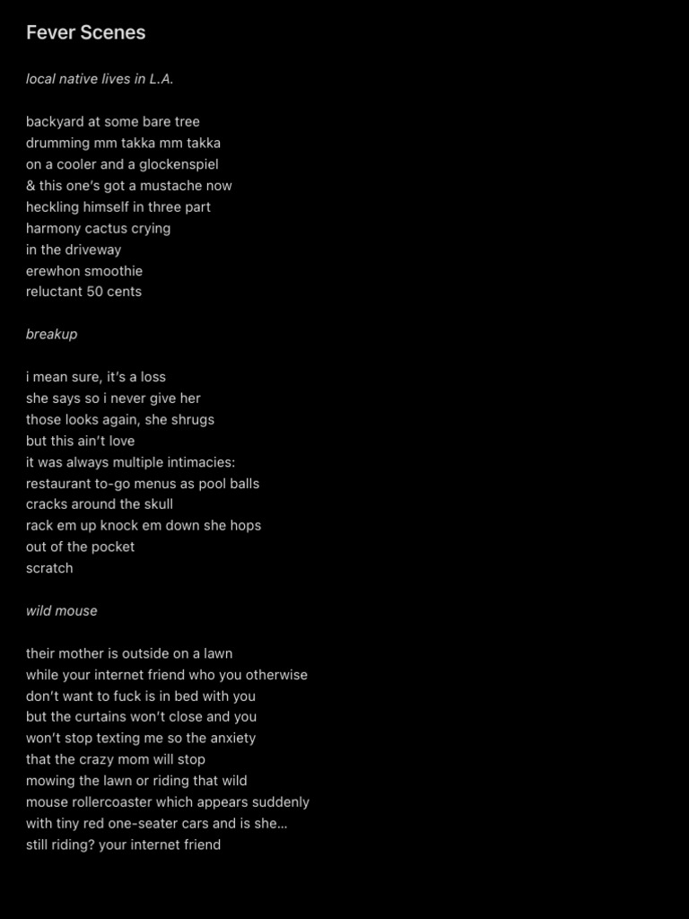 Fever Scenes | PDF | Poetry