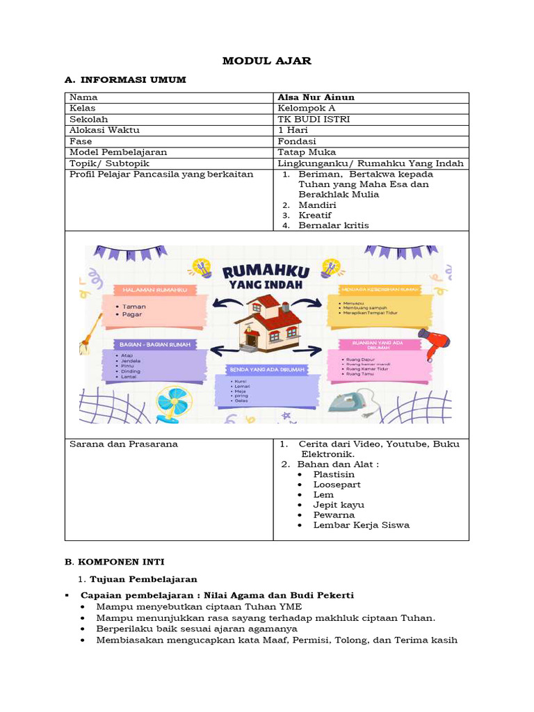 MODUL AJAR Rumahku Yang Indah | PDF