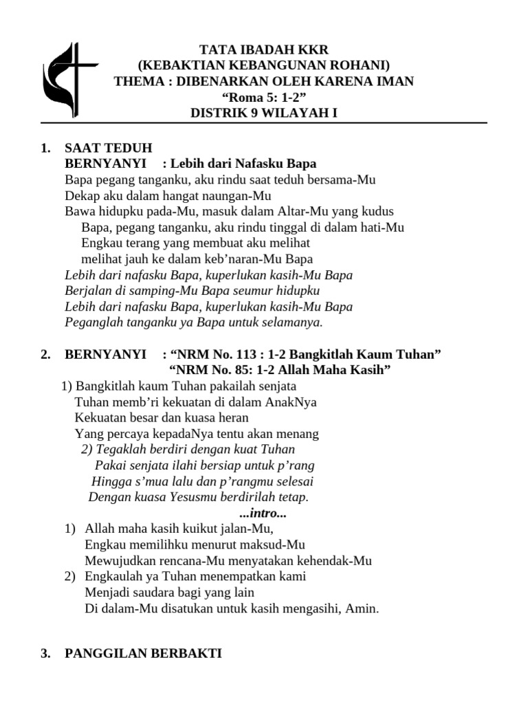 Tata Ibadah KKR Aldersgate 2024 | PDF | Agama & Spiritualitas