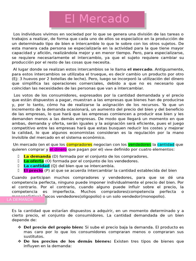 Mercado: Demanda y Oferta Explicadas | PDF | Oferta y demanda ...