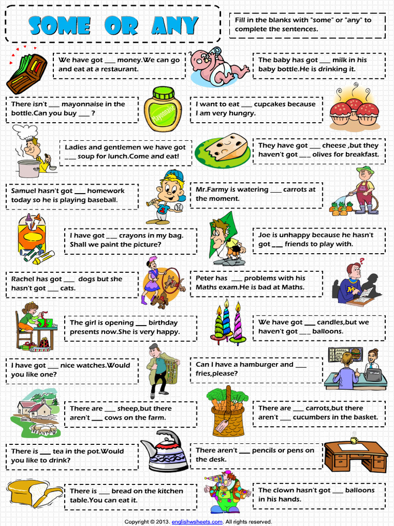 Quantifiers Some or Any Worksheet - Student | PDF