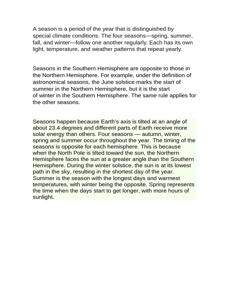 SEASON | PDF | Winter | Summer