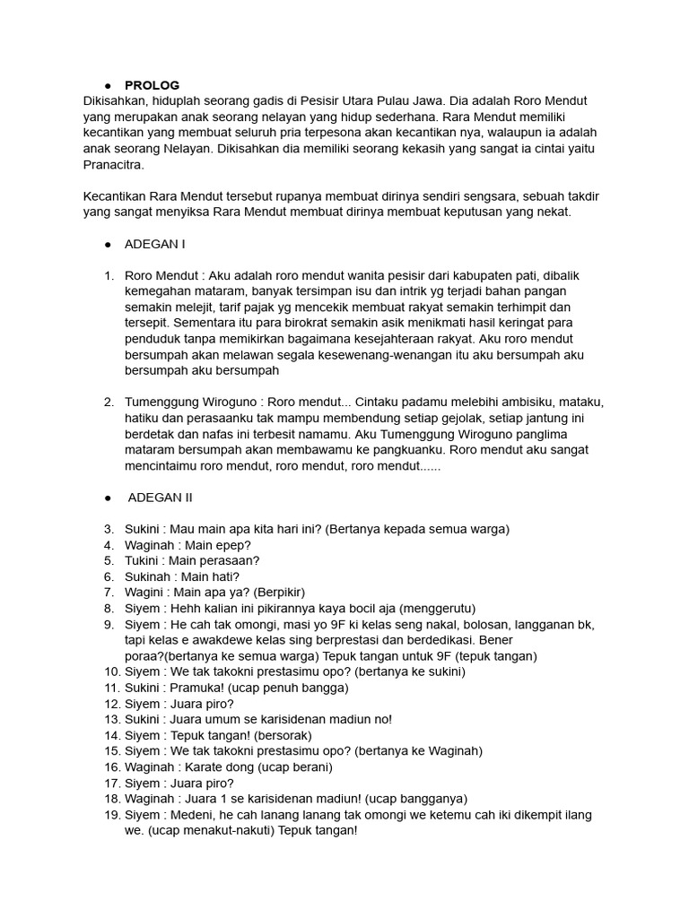 Naskah Roro Mendut | PDF