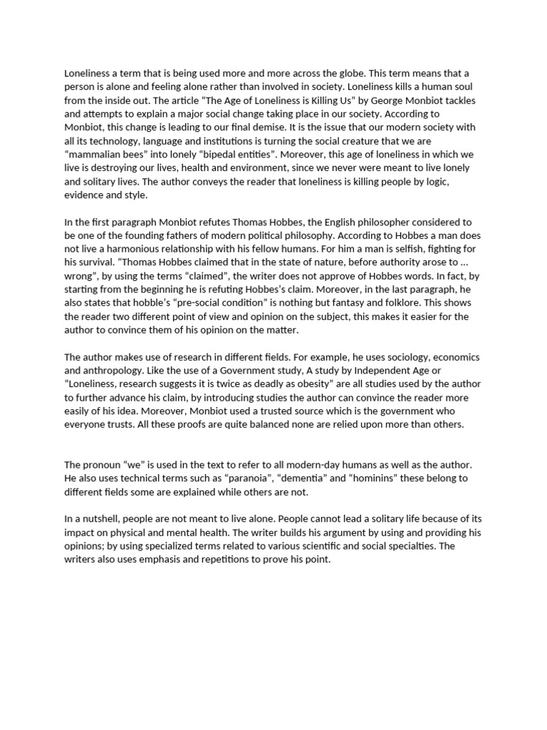 Essay Draft 1 | PDF | Loneliness | Liberal Arts Education
