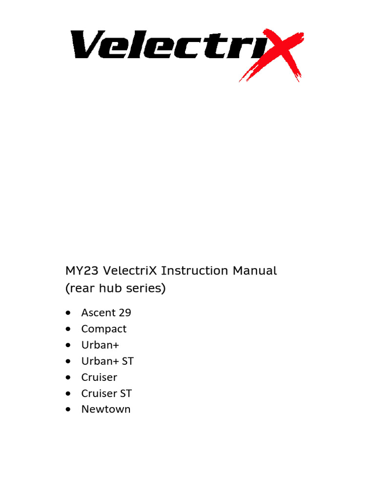 MY23 VelectriX Hub Bike Manual | PDF | Battery Charger | Rechargeable ...
