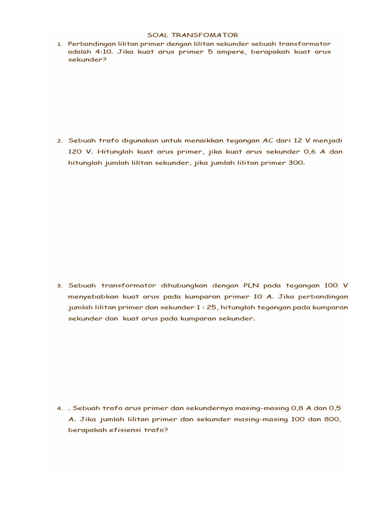 Soal Induksielektromagnetik Kode 7 (Trafo) | PDF