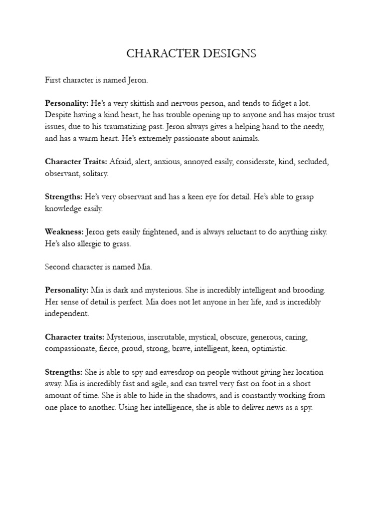 Character Designs | PDF